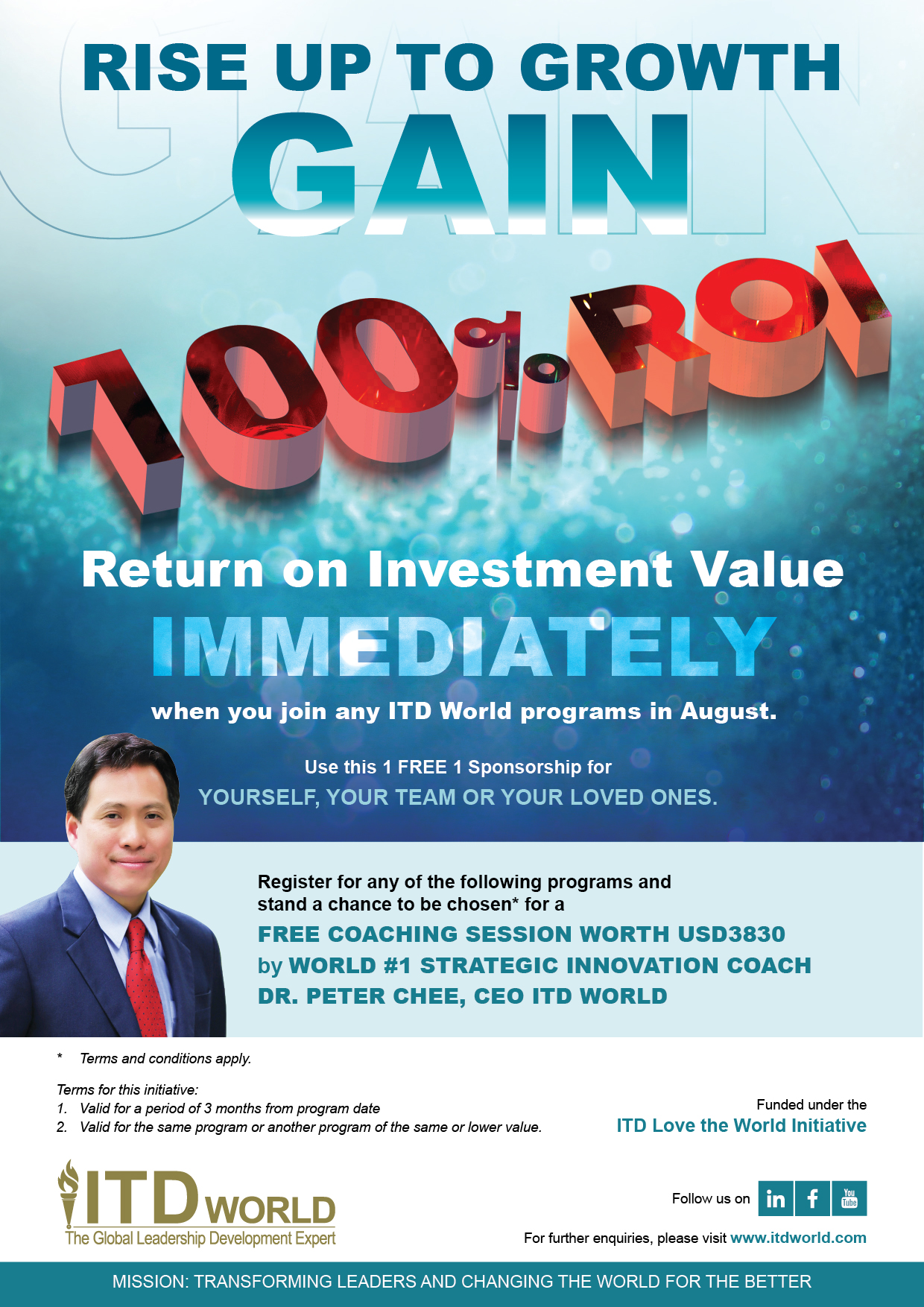 Rise Up to Growth Gain 100% ROI Return On Investment Value Immediately ...